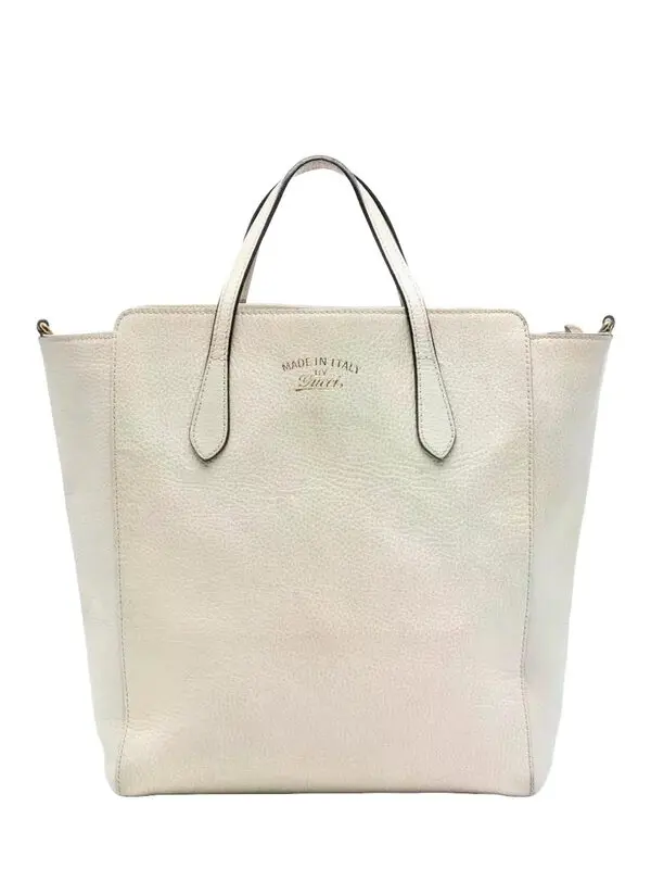 Gucci Leather Swing Convertible Tote Satchel - White