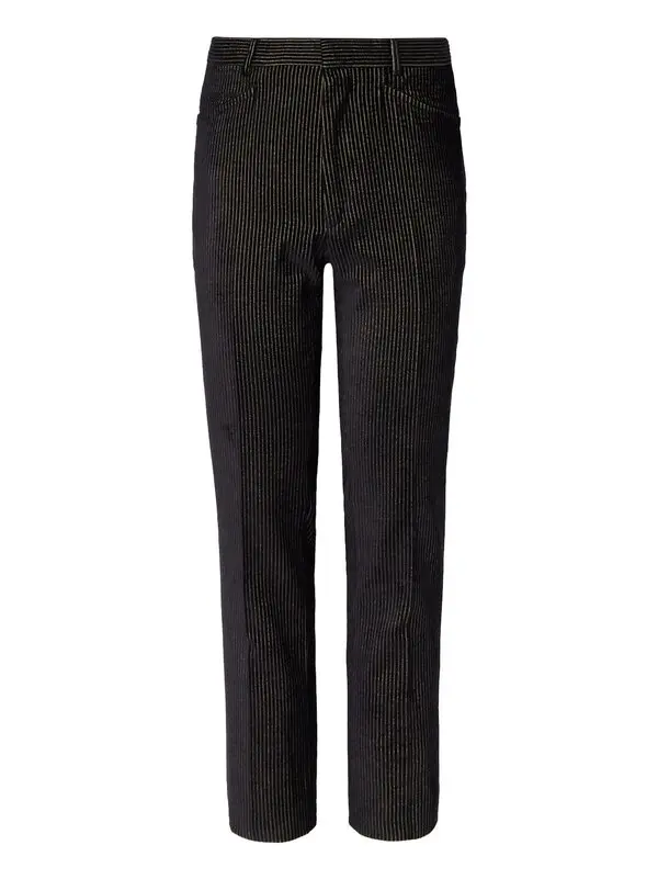 TOM FORD Dyllan Slim-fit Tapered Striped Cotton-blend Velvet Tuxedo Trousers - Black