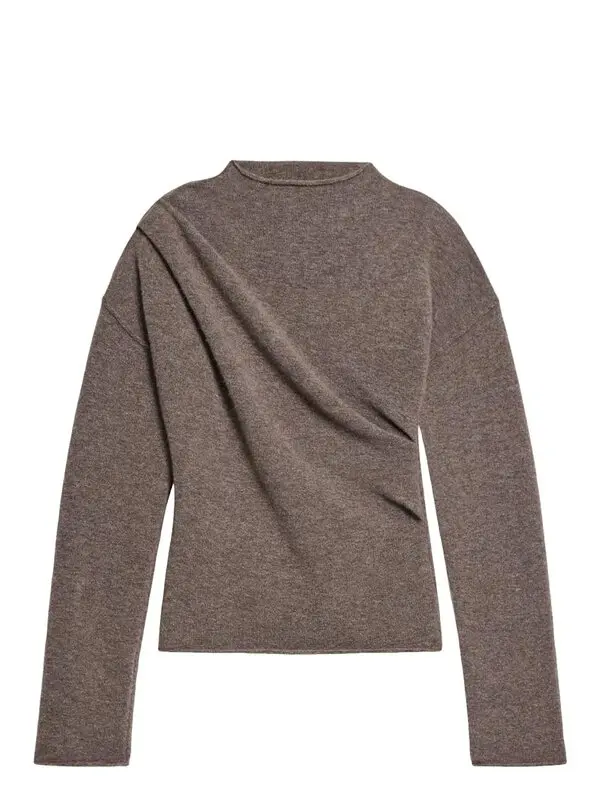 Helmut Lang Slouchy Crewneck Twist Sweater - Grey Brown