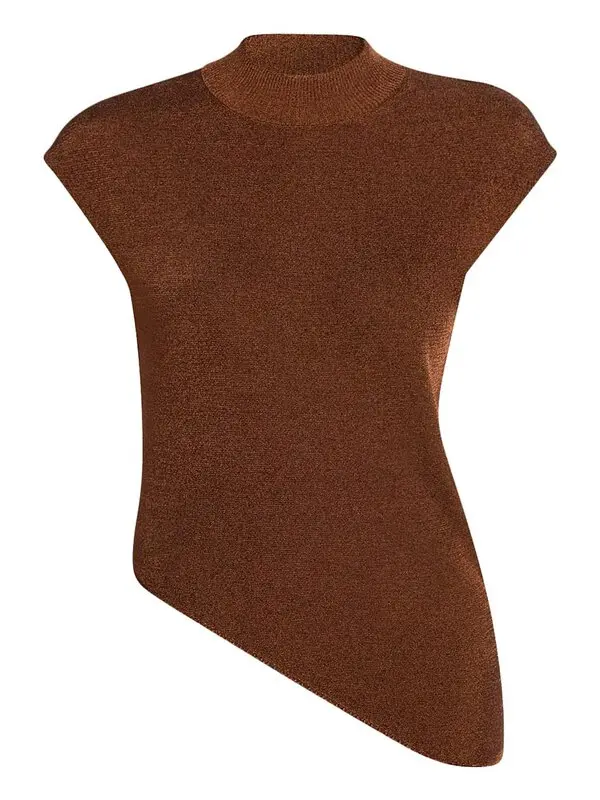 A.L.C. Edith Asymmetric Mock-neck Top - Rust