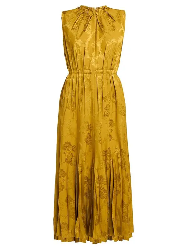 Etro Leafy Jacquard Midi Dress - Mustard