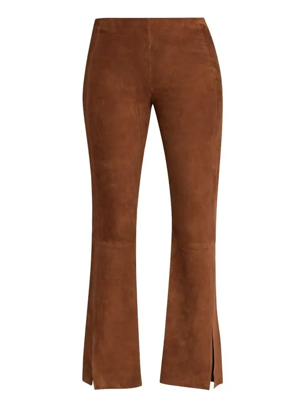 Theory Suede Slit Flare Pants - Caramel