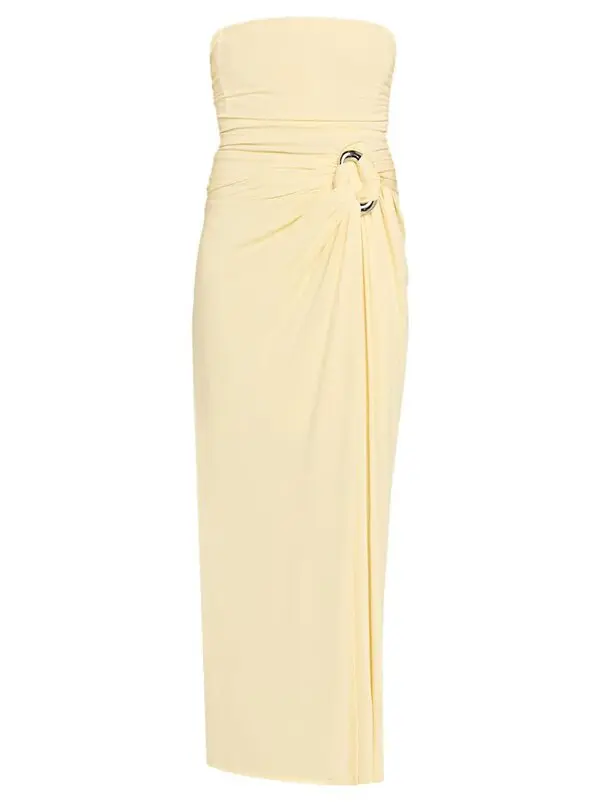 Simkhai Emma Draped Strapless Dress - Yellow