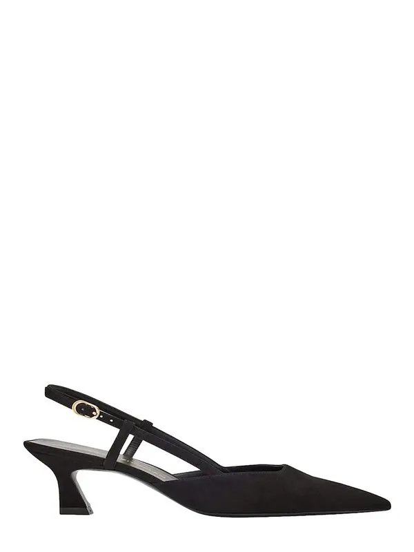 STUART WEITZMAN Vinnie Suede Kitten Slingback Pumps - Black