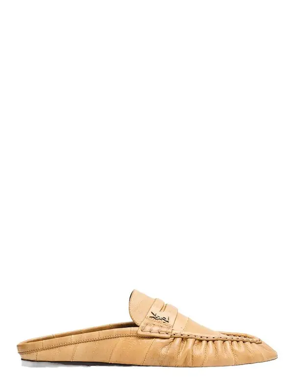 Saint Laurent Le Loafer Eel Leather Mules - Soft Beige