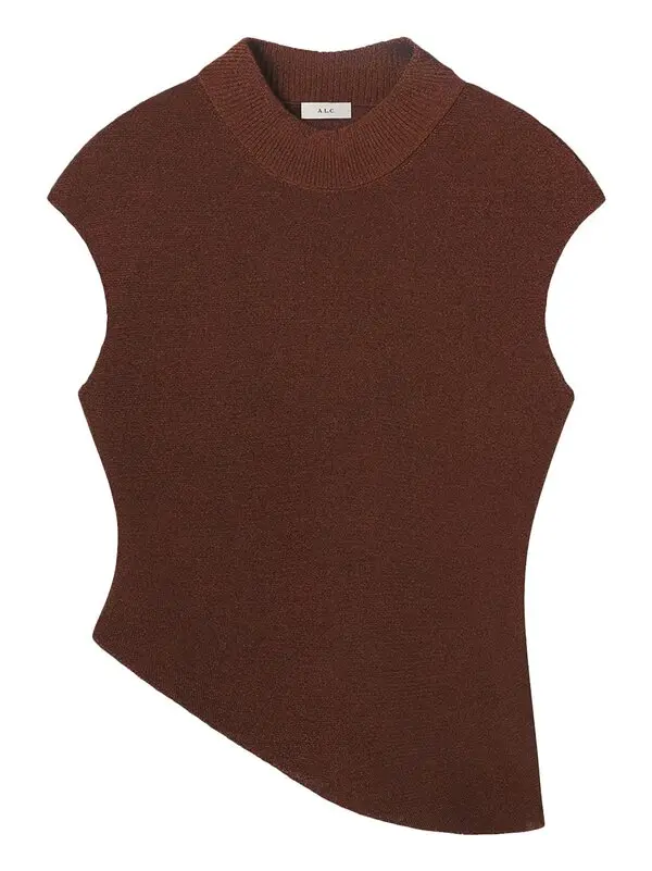 A.L.C. Edith Asymmetric Mock-neck Top - Rust
