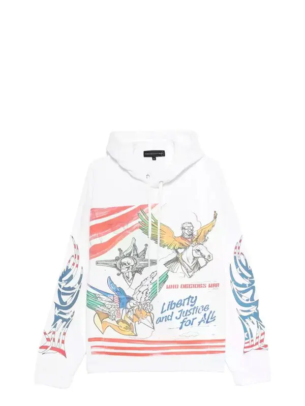 WHO DECIDES WAR BY EV BRAVADO Liberty Graphic-print Hoodie - White