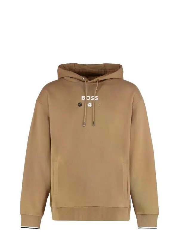 BOSS Cotton Sweatshirt With Kangaroo Pocket - Brown