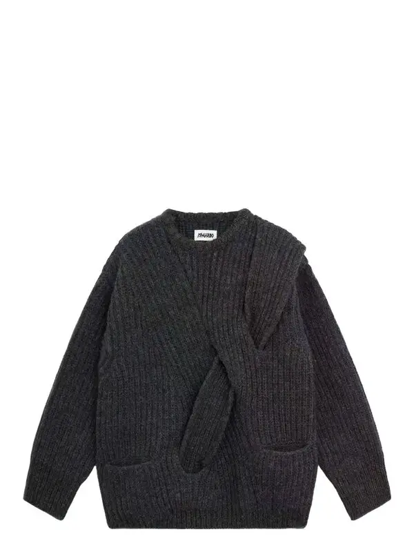 MAGLIANO Overlapped Rib Knit Sweater - Grey