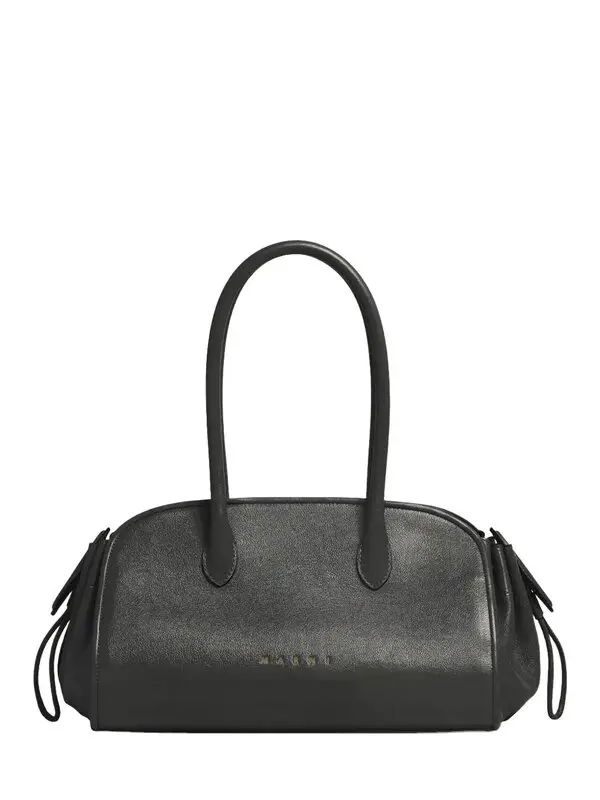 Marni Tulipea Drawstring Leather Tote Bag - Black