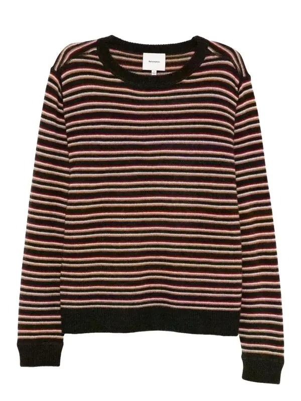 REFORMATION Striped Cashmere Jumper - Brown