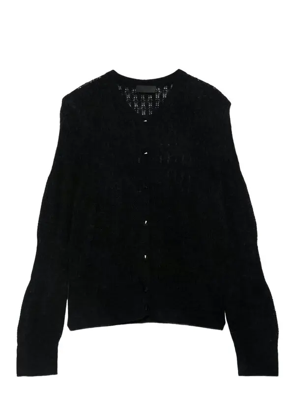 Liu Jo Button-front Open-knit Cardigan - Black
