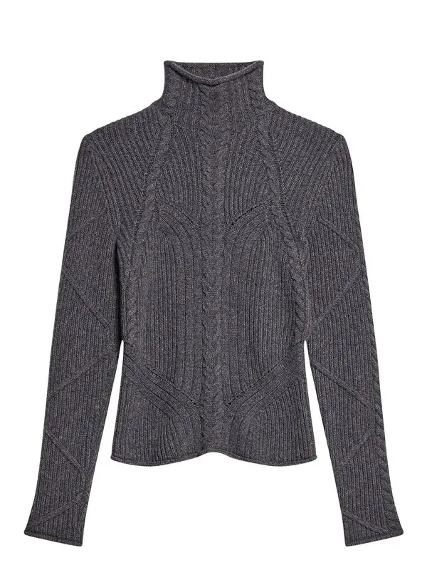 Helmut Lang Cable Turtleneck Sweater - Charcoal