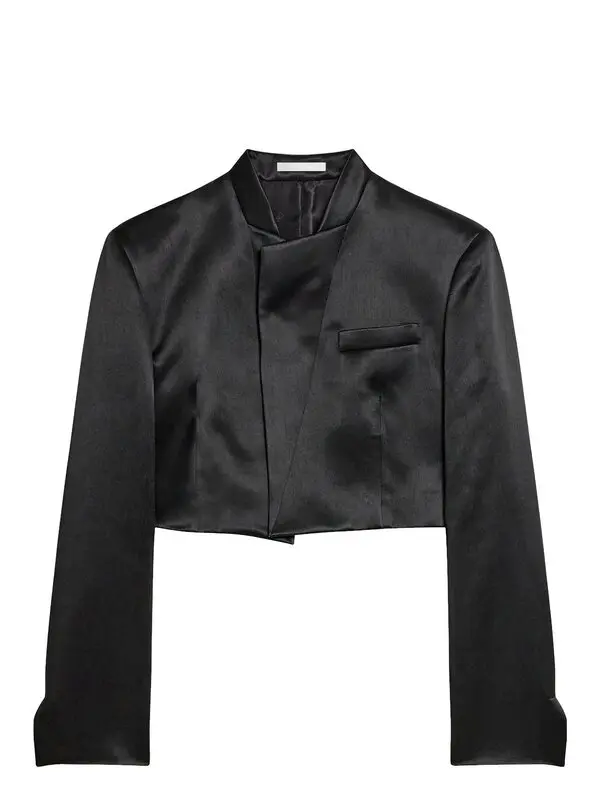 Helmut Lang Cropped Duchess Satin Blazer - Black