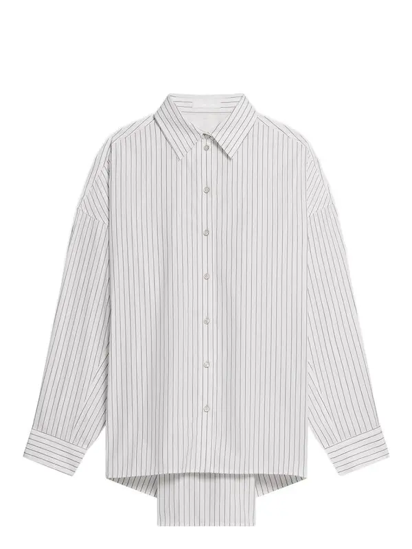 Helmut Lang Long-sleeve Cinch Placket Shirt - White/navy