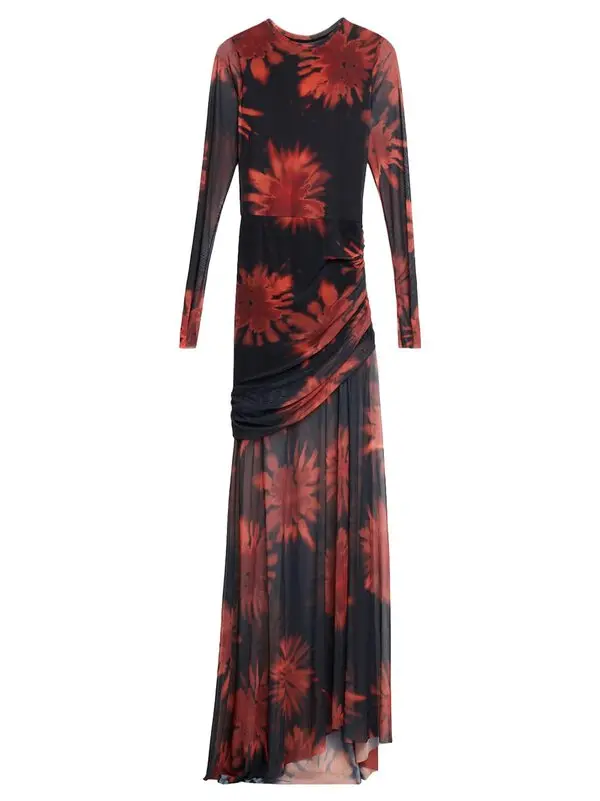 JBQ Floral Mesh Maxi Dress - Crimson Bl