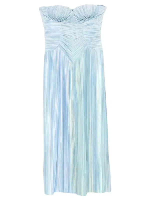 Cult Gaia Ashika Ruched Pleated Midi Dress - Blue