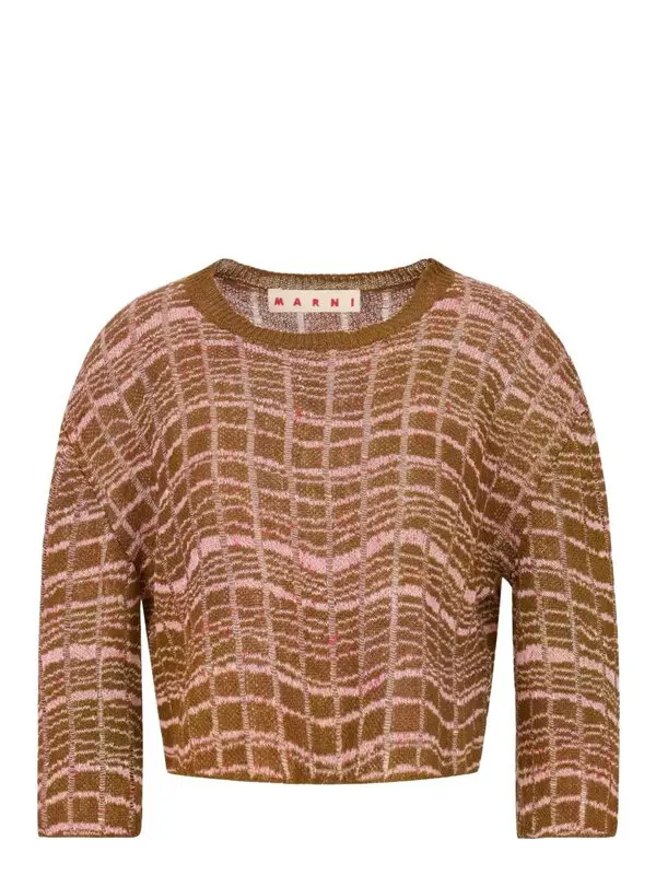Marni Jacquard Pattern Laddered Sweater - Brown