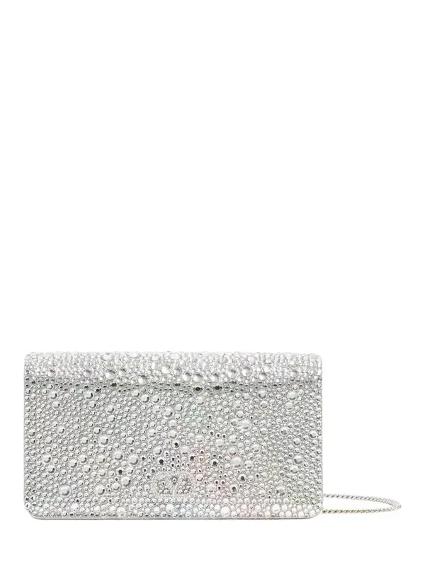 Valentino Garavani Vlogo Signature Sparkling-embroidery Clutch - Silver