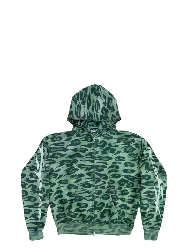 HELLSTAR Printed Zip-up Hoodie - Green