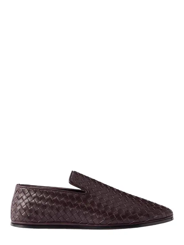 Bottega Veneta Intrecciato Full-grain Leather Slippers - Brown