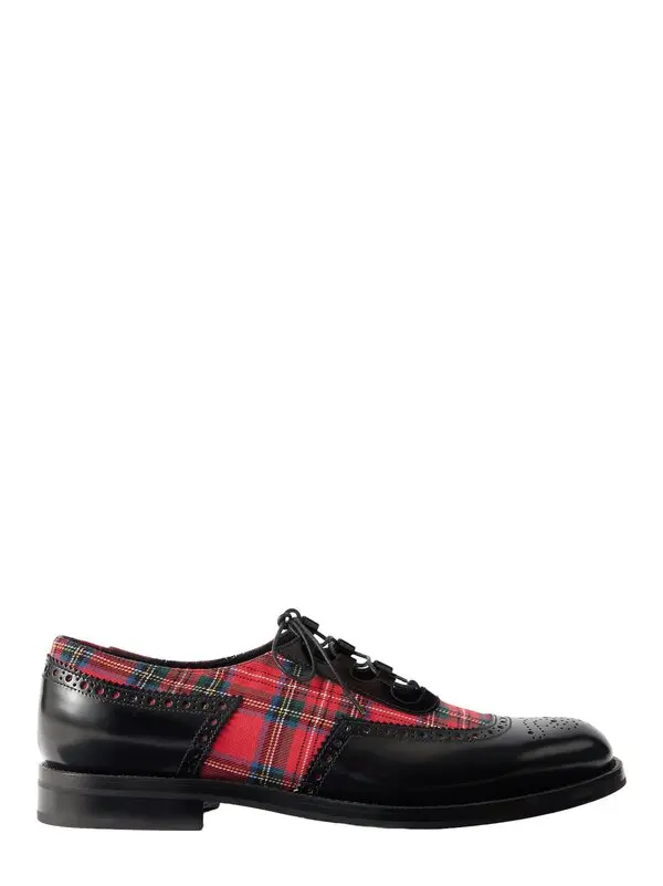 Church's Checked Twill And Leather Brogues - Black