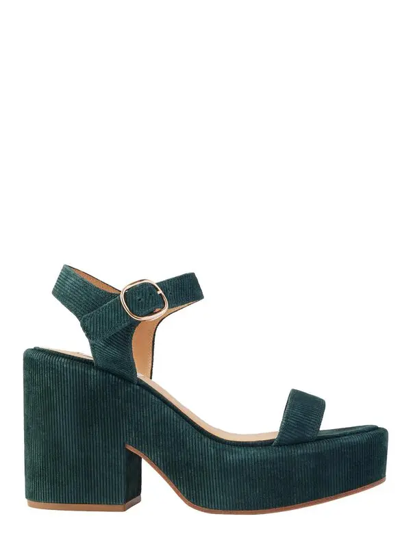 Gabriela Hearst Iman Ribbed Suede Platform Sandals - Green