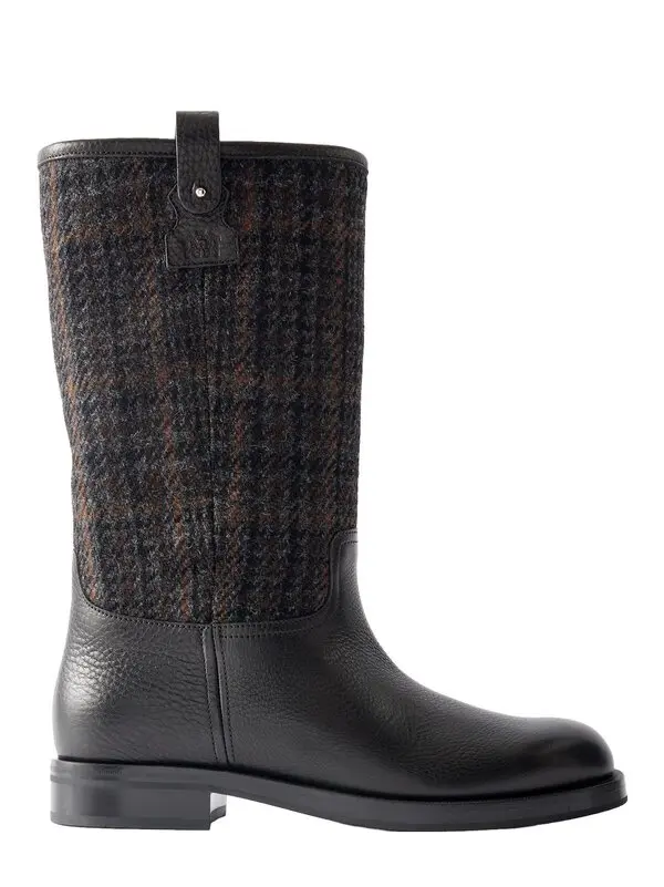 Church's Peyton Tweed And Leather Boots - Black