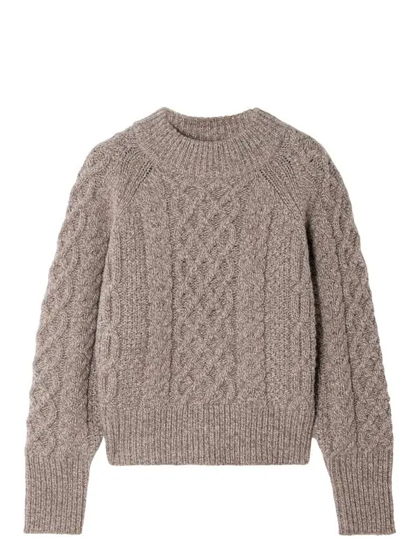 EMILIA WICKSTEAD Emory Cropped Cable-knit Wool-blend Sweater - Neutrals