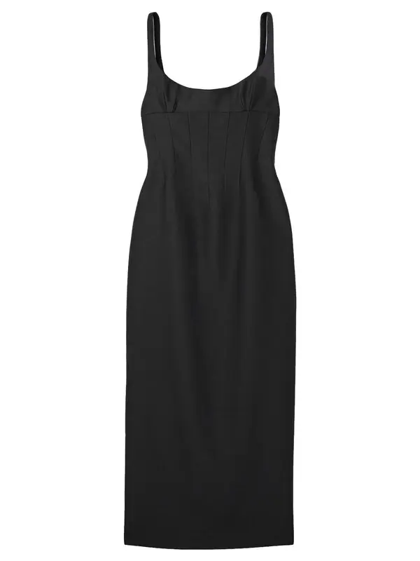 Khaite Lotte Wool And Silk-blend Midi Dress - Black