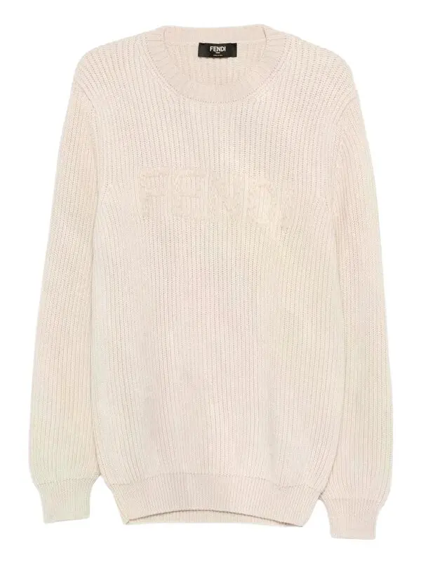 Fendi Logo-embroidered Sweater - Neutrals