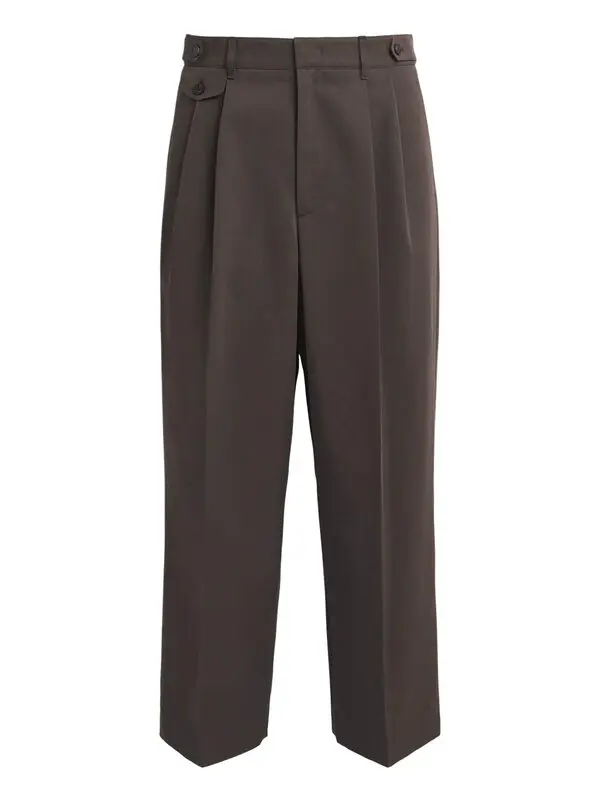 LE17SEPTEMBRE Cotton-blend Pleated Straight Trousers - Brown