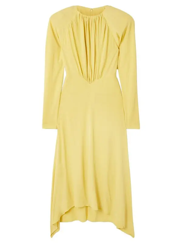 Stella McCartney Asymmetric Draped Crepe Midi Dress - Yellow