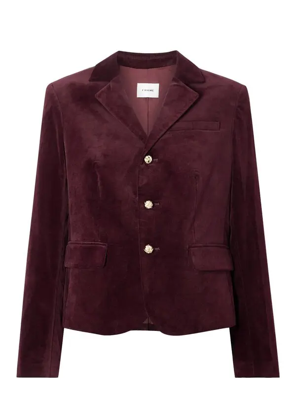 FRAME City Darted Velvet Blazer - Burgundy