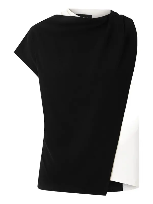 Proenza Schouler Elsa Asymmetric Crepe Top - Black