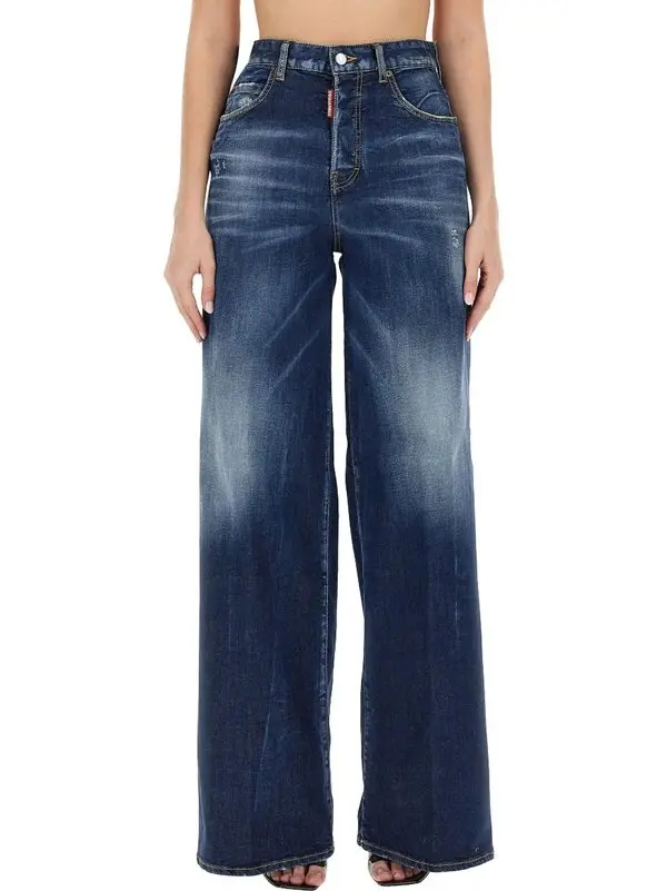 Dsquared2 Traveller Wide Leg Jeans - Denim