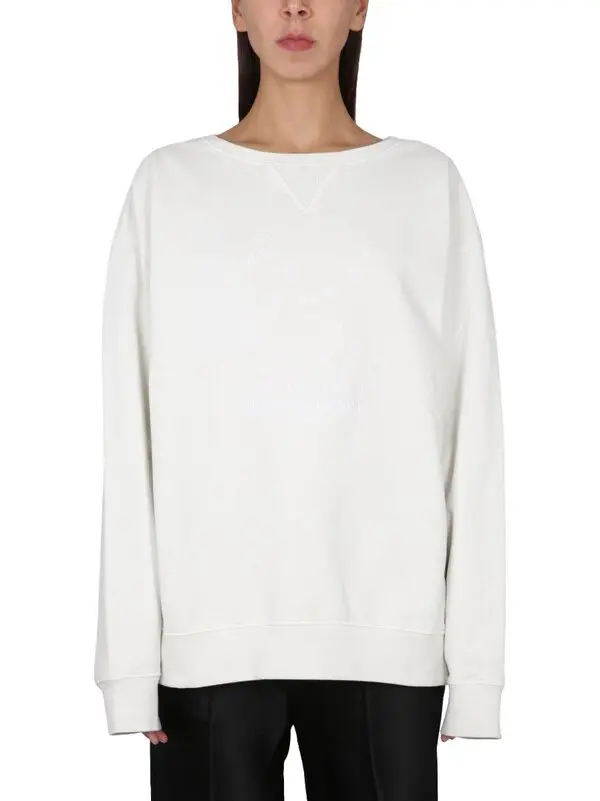 MAISON MARGIELA Crewneck Sweatshirt With Logo - White