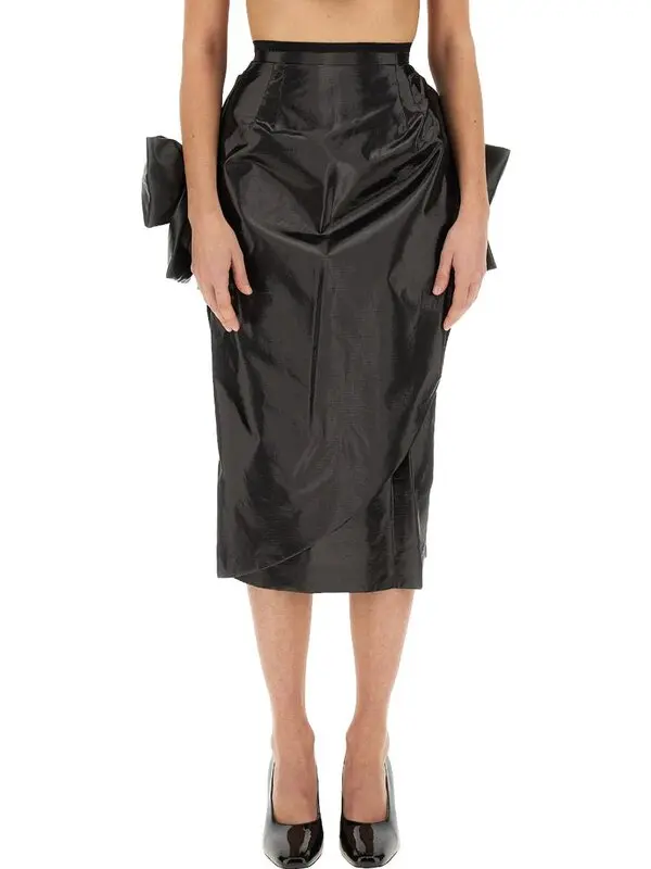 MAISON MARGIELA Slim Fit Skirt With Bow - Black