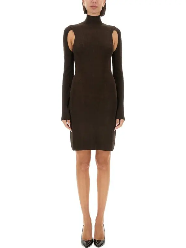 Helmut Lang Air Turtleneck Dress - Dark Brown