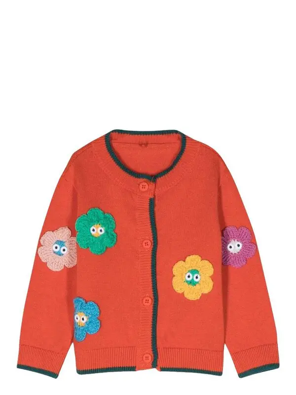 Stella McCartney Cotton Cardigan With Floral Appliqués - Red