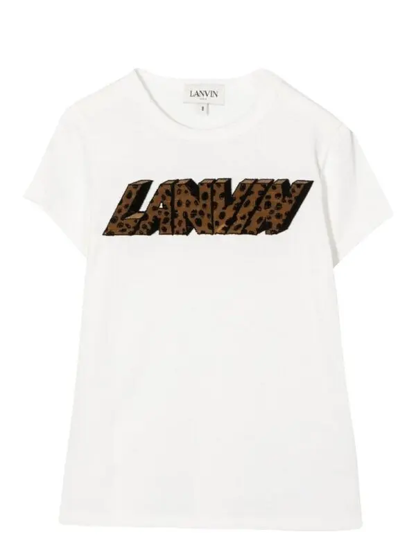 LANVIN Short Sleeve Spotted Logo T-shirt - Ivory