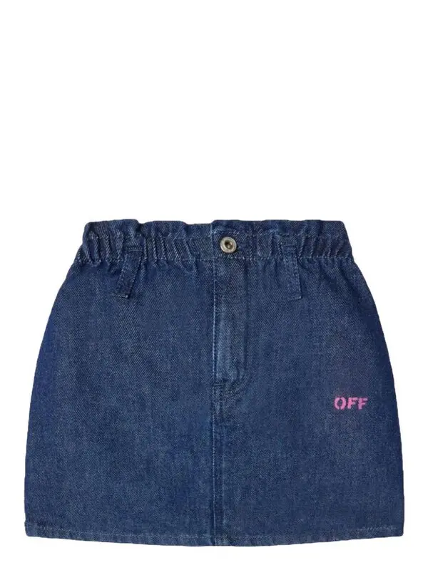 Off-White Printed Denim Mini Skirt - Blue