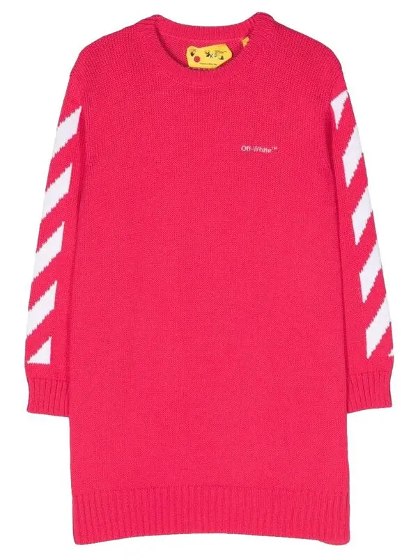 Off-White Rubber Arrow Knit Dress - Fuchsia