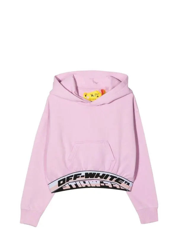 Off-White Logo Band Cropped Hoodie - Pink