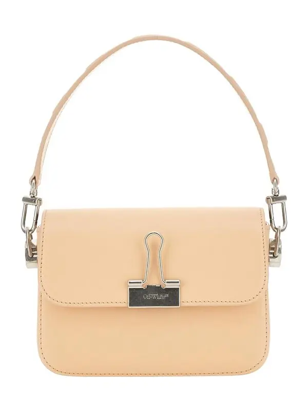 Off-White Small Leather Binder Bag - Beige