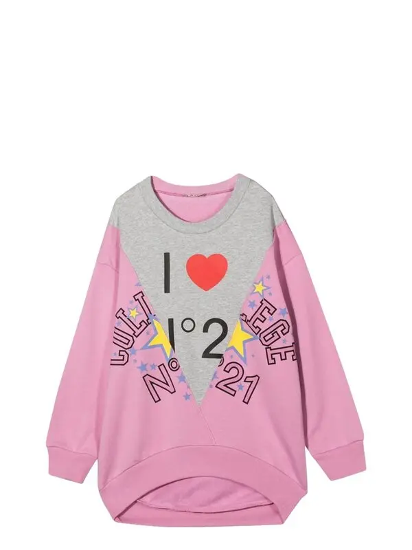 N°21 Crewneck Sweatshirt With Logo And Heart - Pink