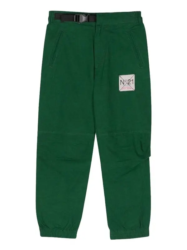 N°21 Pants With Logo Patch - Green