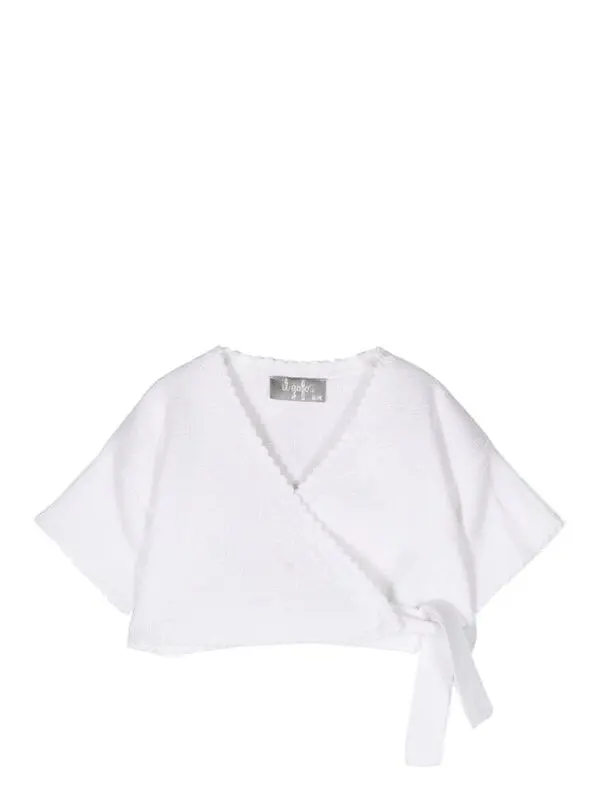 IL GUFO Cross Cardigan With Short Sleeves - White