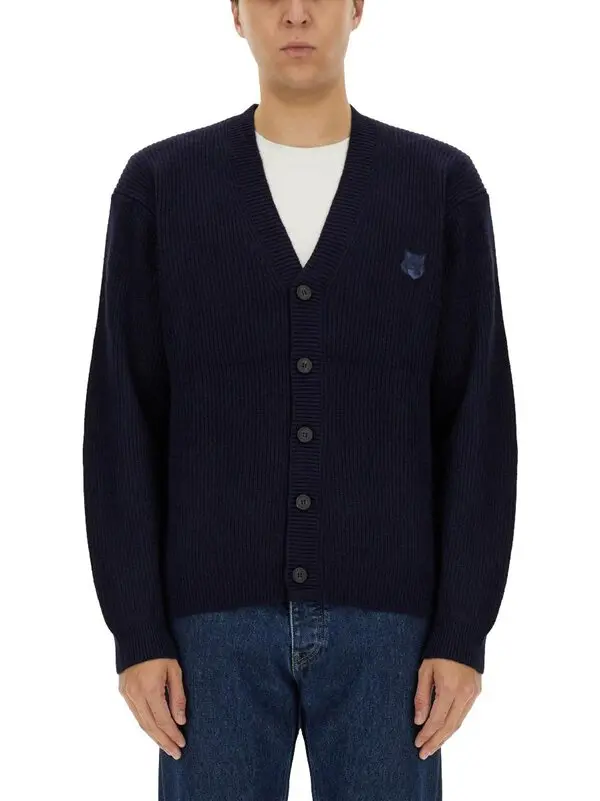 Maison Kitsuné Ribbed Cardigan - Blue
