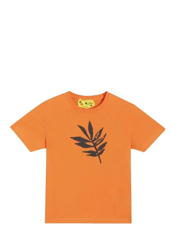Off-White Printed Cotton Jersey T-shirt - Orange